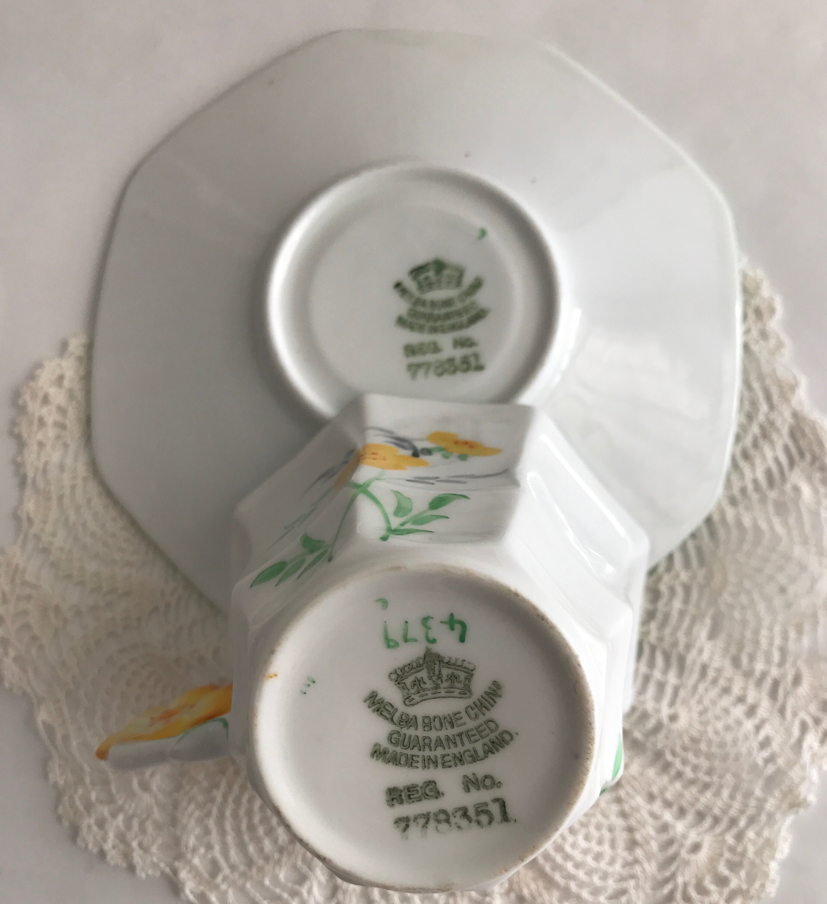 Rare Vintage MELBA Art Deco Yellow FLOWER HANDLE 4379 Cup & - Etsy