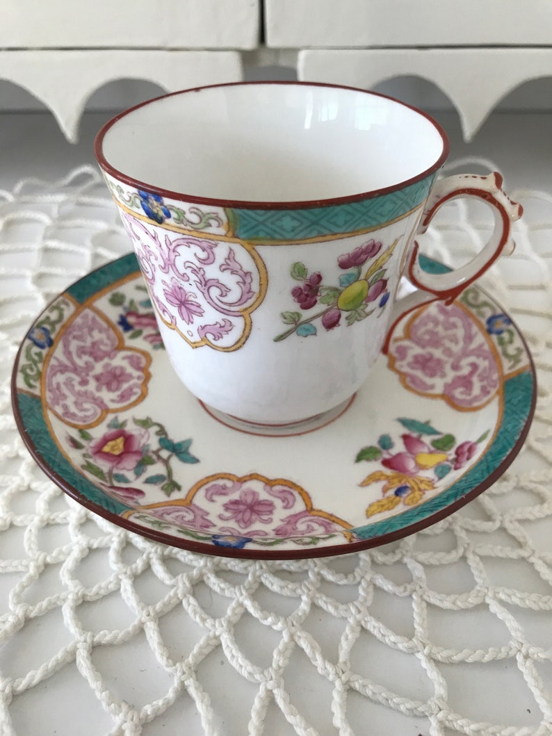 Antique MINTON 1850s Pattern Victorian ENGLAND Hand Painted Flowers ...