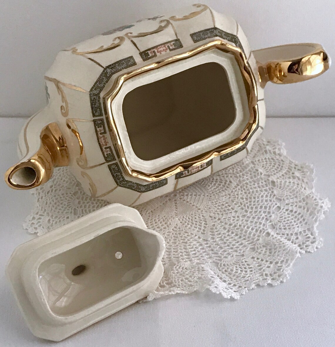 Rare Vintage SADLER 1931 Cube Teapot INDIAN TREE Gold Gilt - Etsy