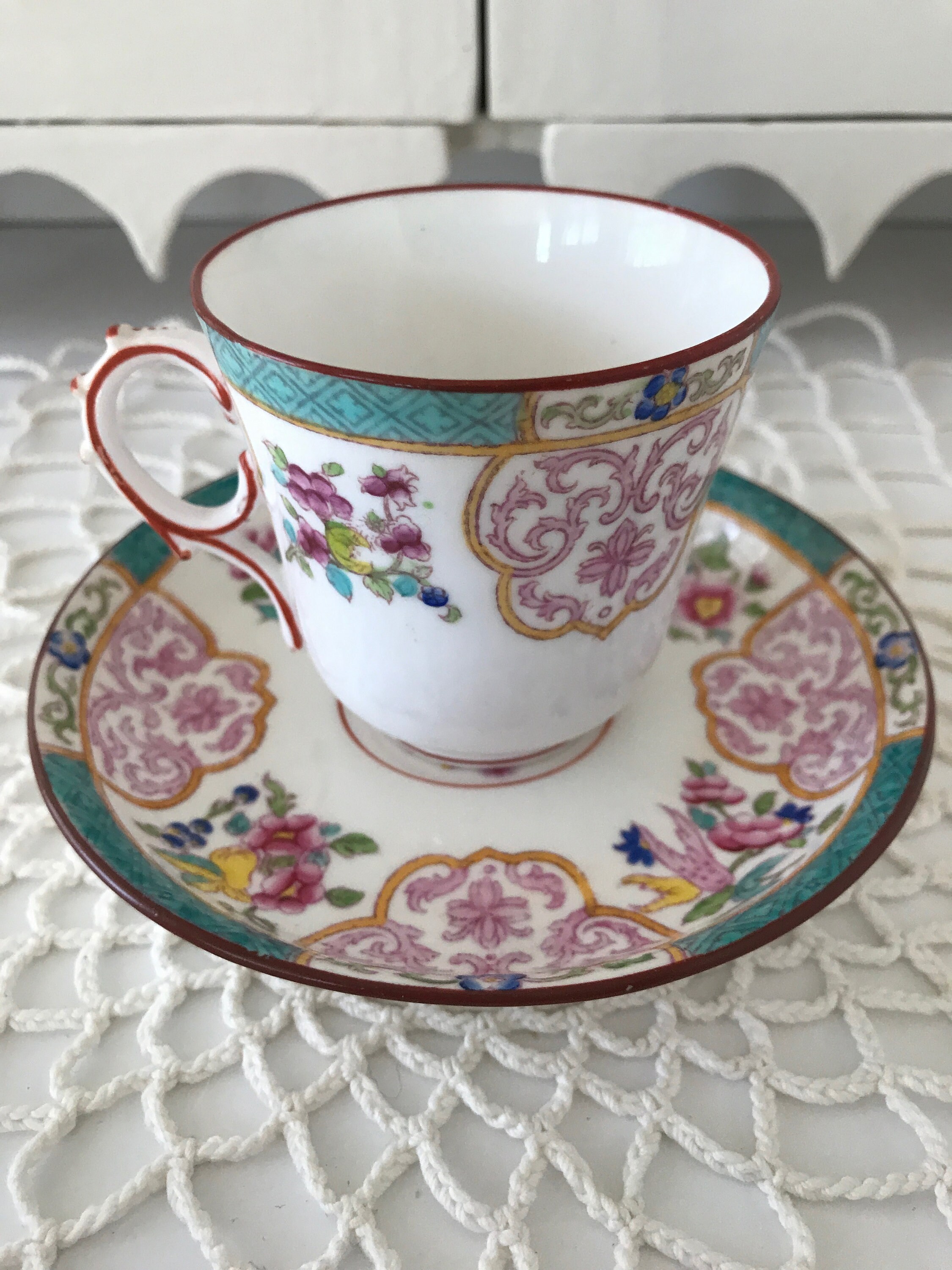 Antique MINTON 1850s Pattern Victorian ENGLAND Hand Painted Flowers ...