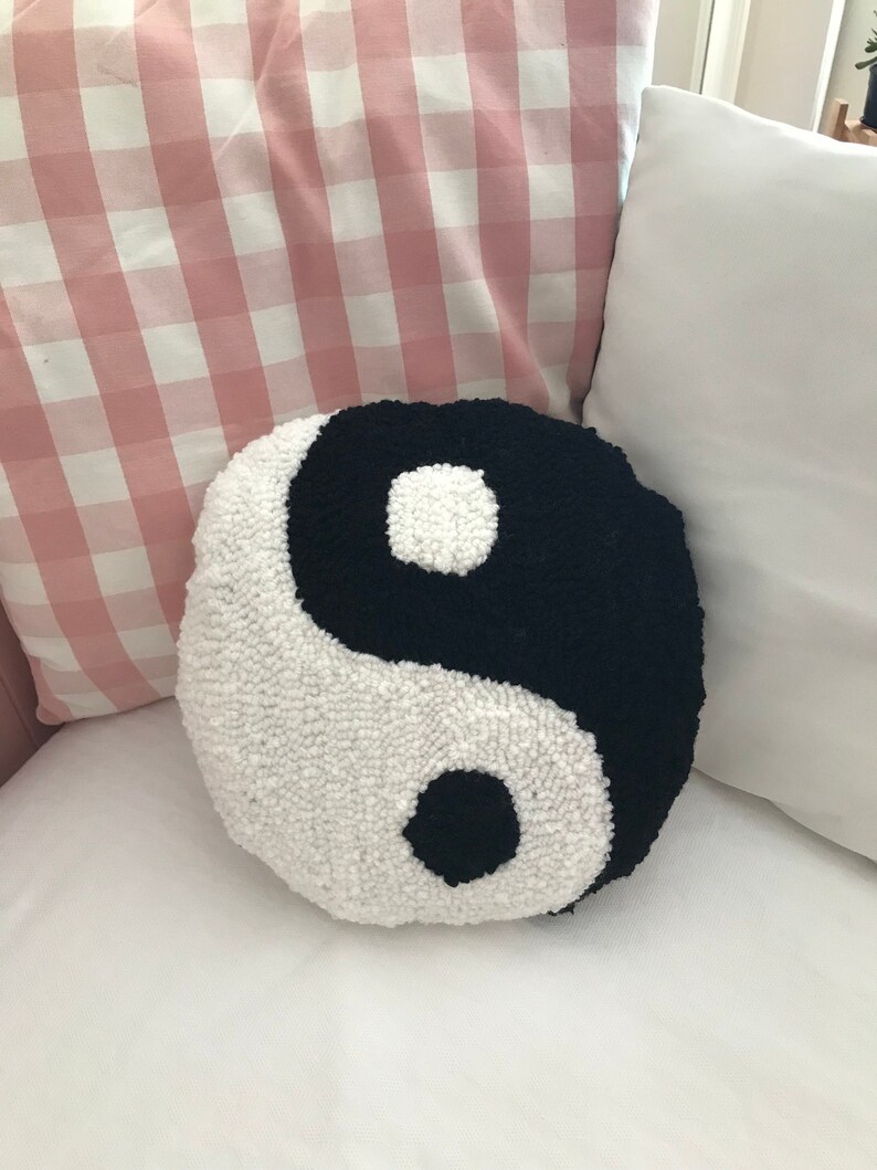 Yin Yang Pillow Punch Needle Pillow Tufted Pillow Ying and - Etsy