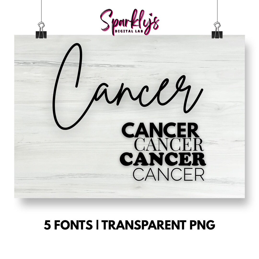Cancer Zodiac Text PNG Bundle | 5 Fonts | Transparent PNG | Digital ...