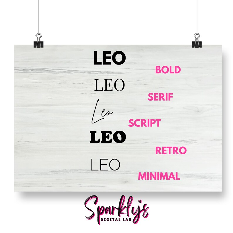 Leo Zodiac Text PNG Bundle | 5 Fonts | Transparent PNG | Digital ...