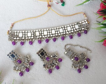 Kundan Necklace Set in Light Purple Color and Gold Finish / Indian ...
