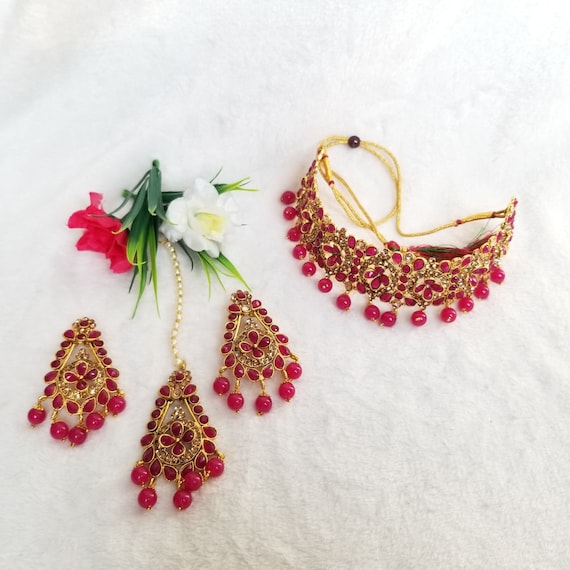 Oxidized gold maang tikka store