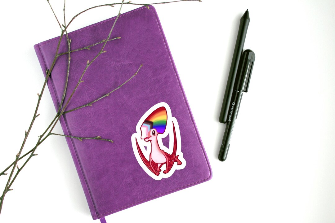 LGBTQ Pride Queer Cute Chibi Pterosaur Dinosaur Cartoon Sticker Pride ...