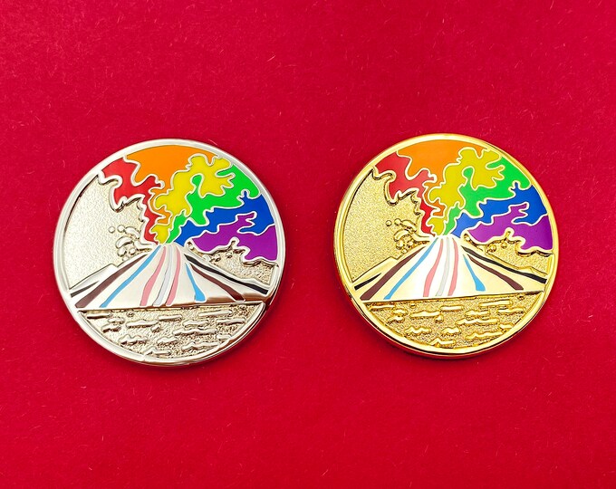 Stromboli Volcano LGBT+ Pride Flag Enamel Pin - VOLGAYNOES COLLECTION ...