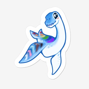 LGBTQ Pride Queer Cute Chibi Plesiosaur Marine Reptile Dinosaur Cartoon ...