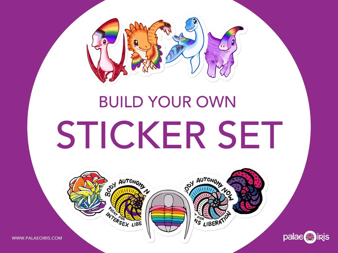 Palaeontology Fossils LGBTQ+ Pride Sticker Pack - Build Your Own Pack ...