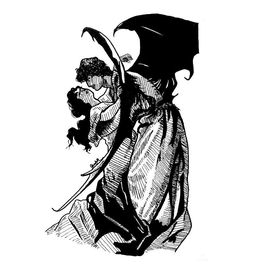 Spicy Devil Ink Print, Romantic Print, Laminated or Matte, Monochrome ...