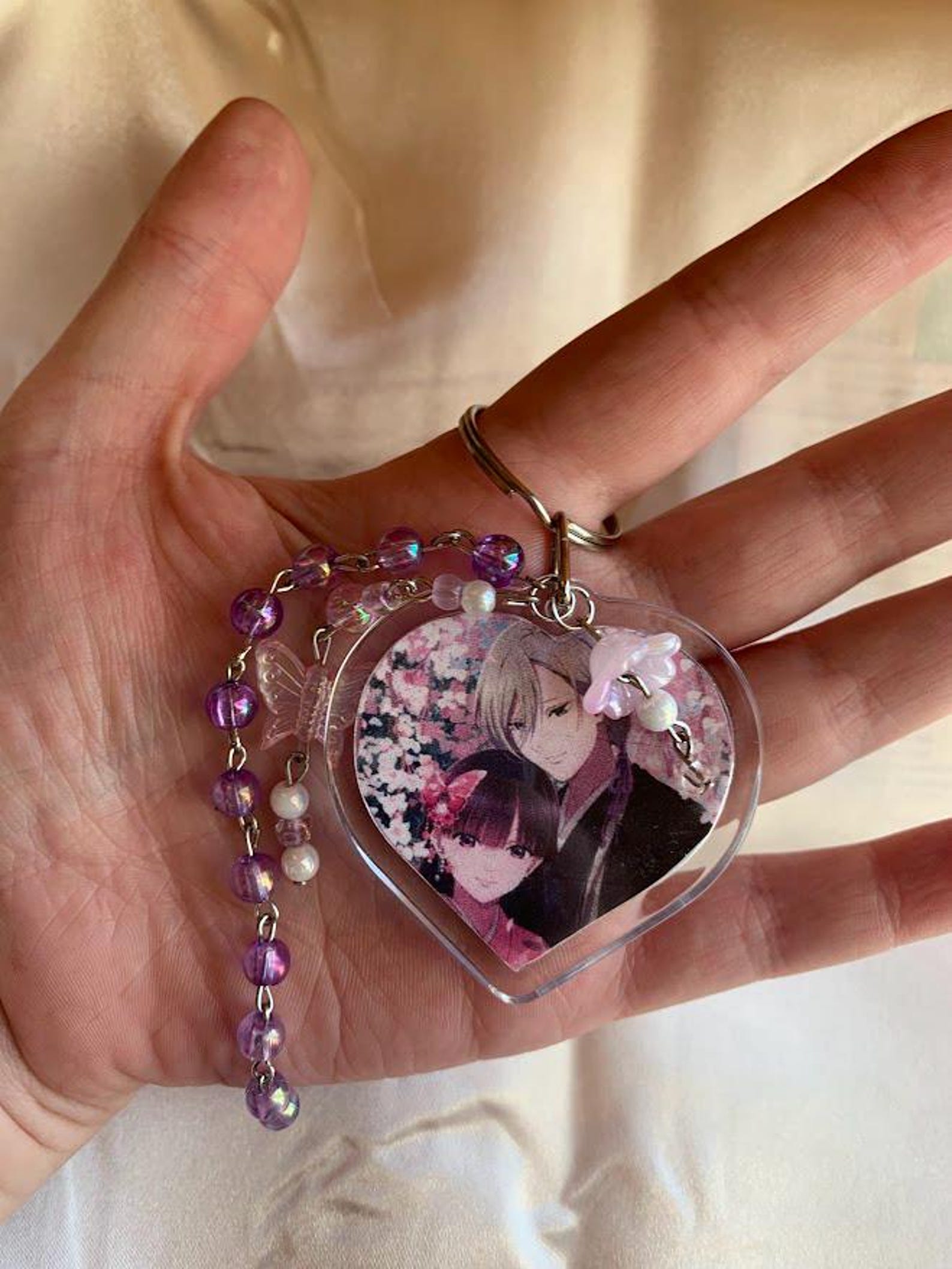 My Happy Marriage Anime Keychain, Heart Picture Pendant, Beaded ...