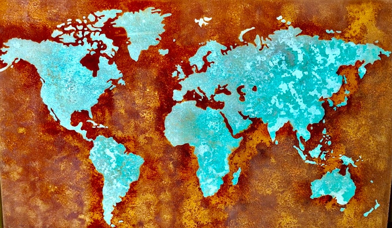 Rustic World Map Vintage World Map Rustic Wall Art Large | Etsy