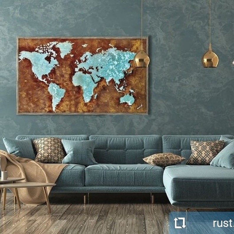 Rustic World Map Vintage World Map Rustic Wall Art Large - Etsy