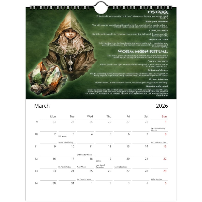 2026 Witches Year Wall Calendar Witchcraft Sabbats & Lunar Magic 12 ...
