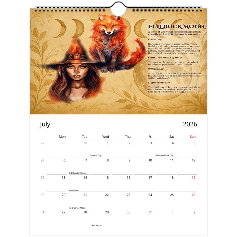 2026 Witches Year Wall Calendar Witchcraft Sabbats & Lunar Magic 12 ...