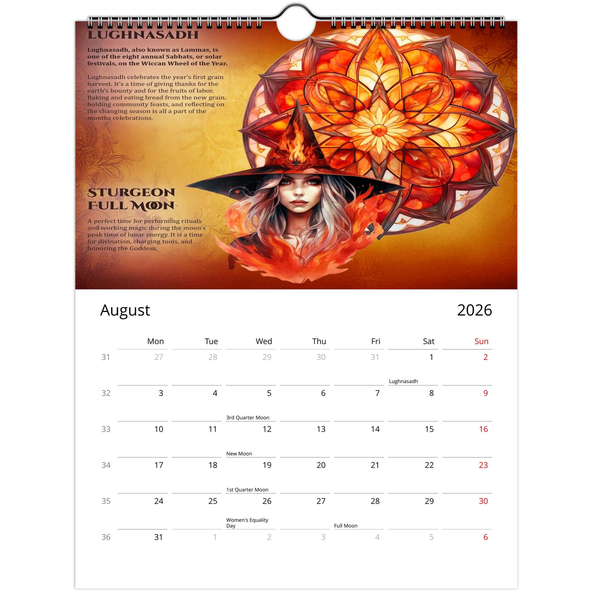2026 Witches Year Wall Calendar Witchcraft Sabbats & Lunar Magic 12 ...