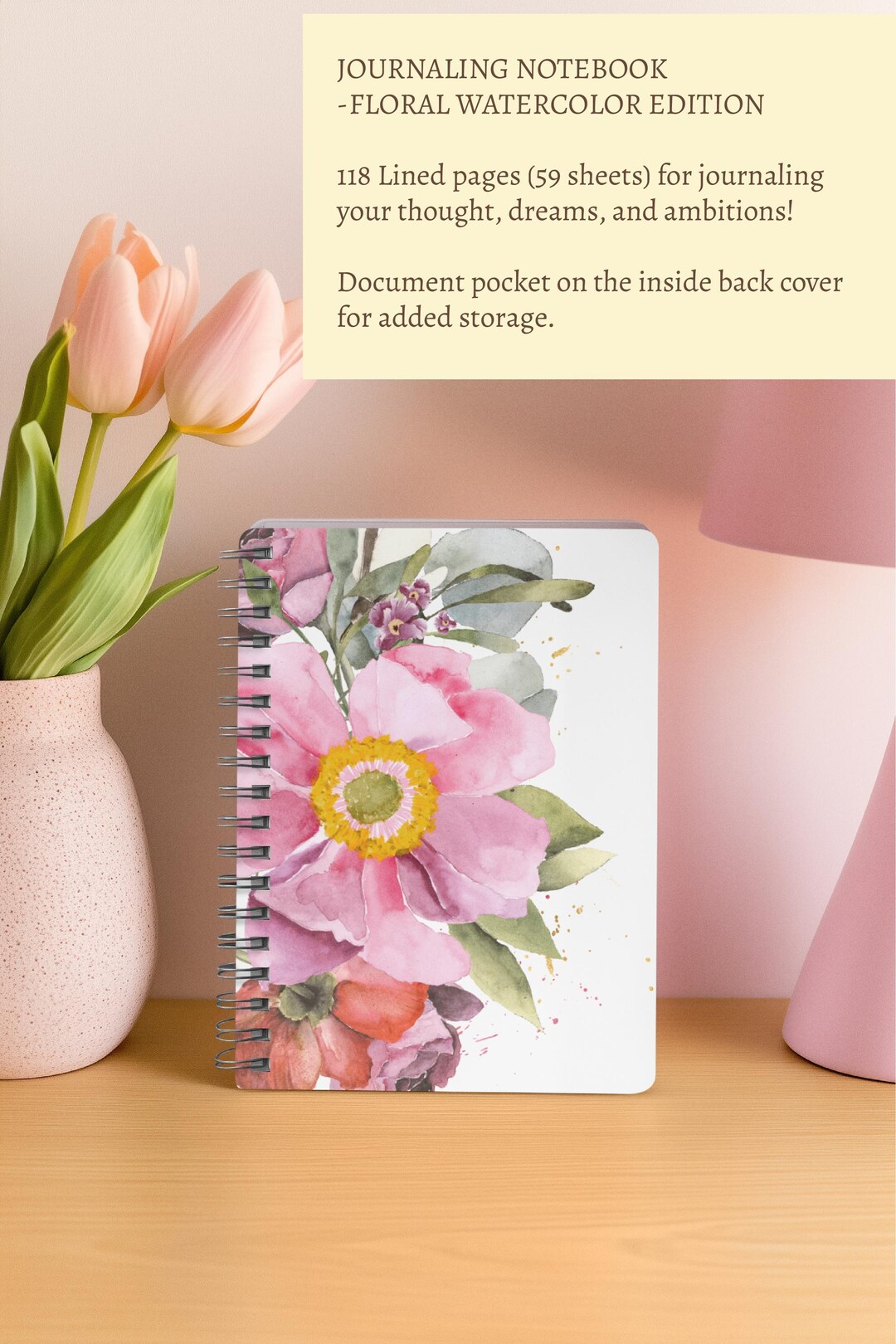 Watercolor Floral Journal Floral Portable Journal for Gift for Her ...