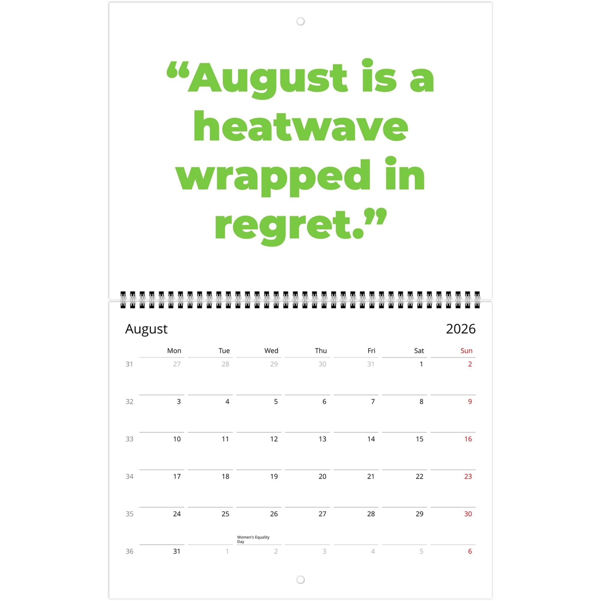 2026 Snarky Quotes Wall Calendar Minimalist Design Funny Sarcastic Gift ...
