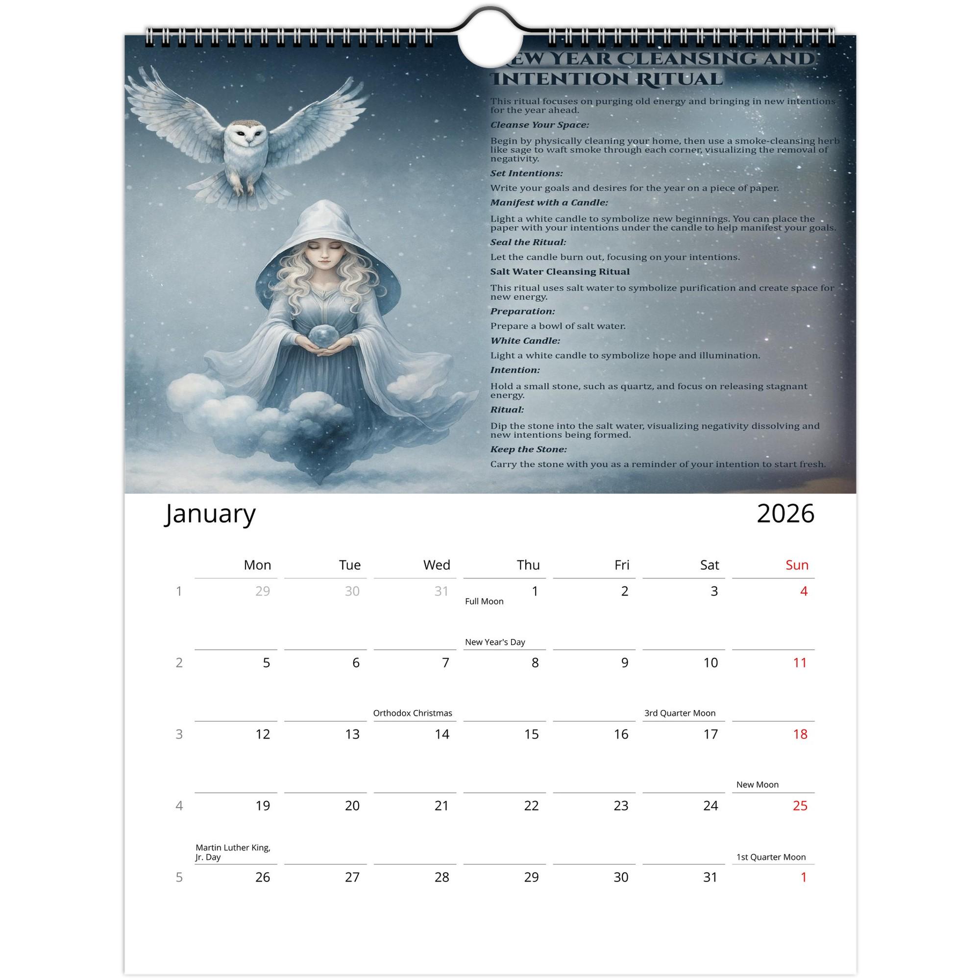 2026 Witches Year Wall Calendar Witchcraft Sabbats & Lunar Magic 12 ...