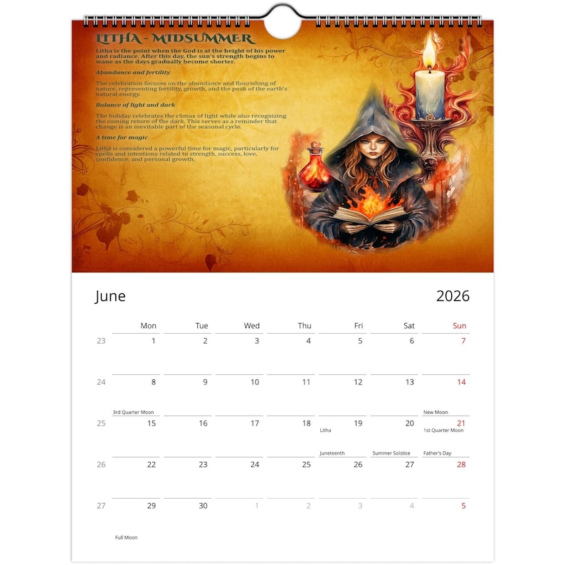 2026 Witches Year Wall Calendar Witchcraft Sabbats & Lunar Magic 12 ...