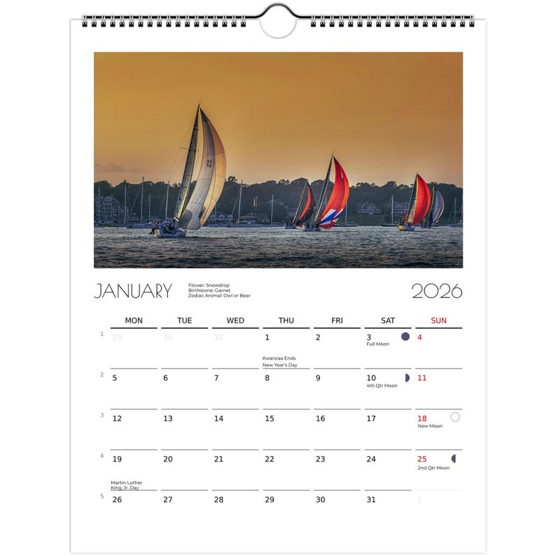 2026 Sailing Calendar Vibrant Full-color Sailboat Photography Sail Boat ...