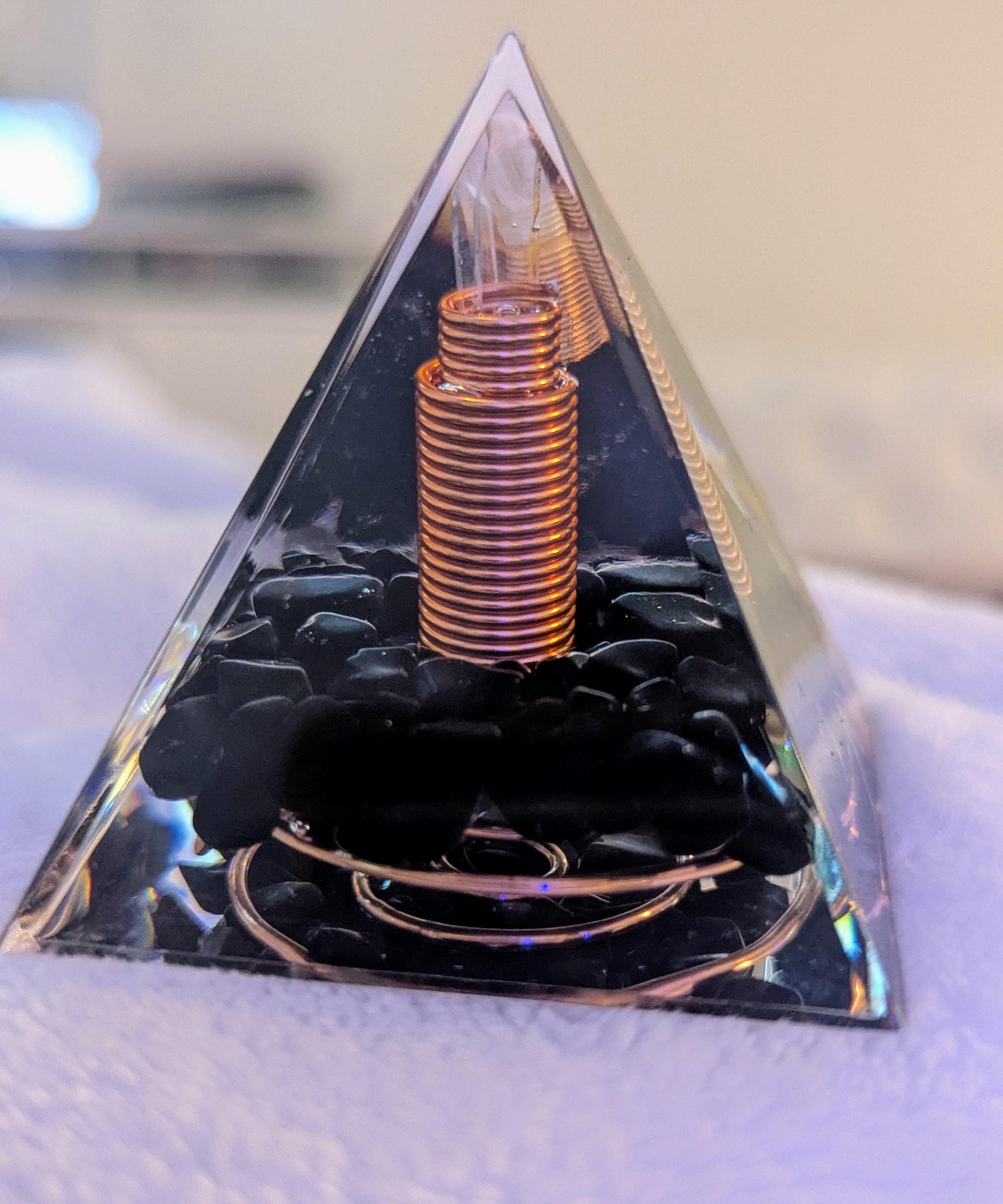 Orgonite Pyramid Copper Obsidian - Etsy