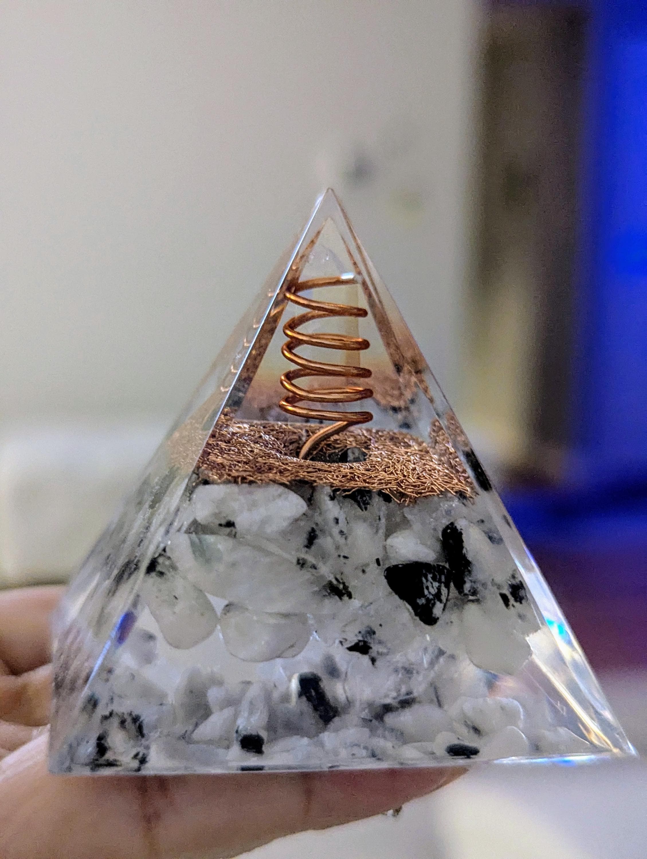 Orgone Pyramid for Positive Energy Success, Rainbow Moonstone Orgone ...
