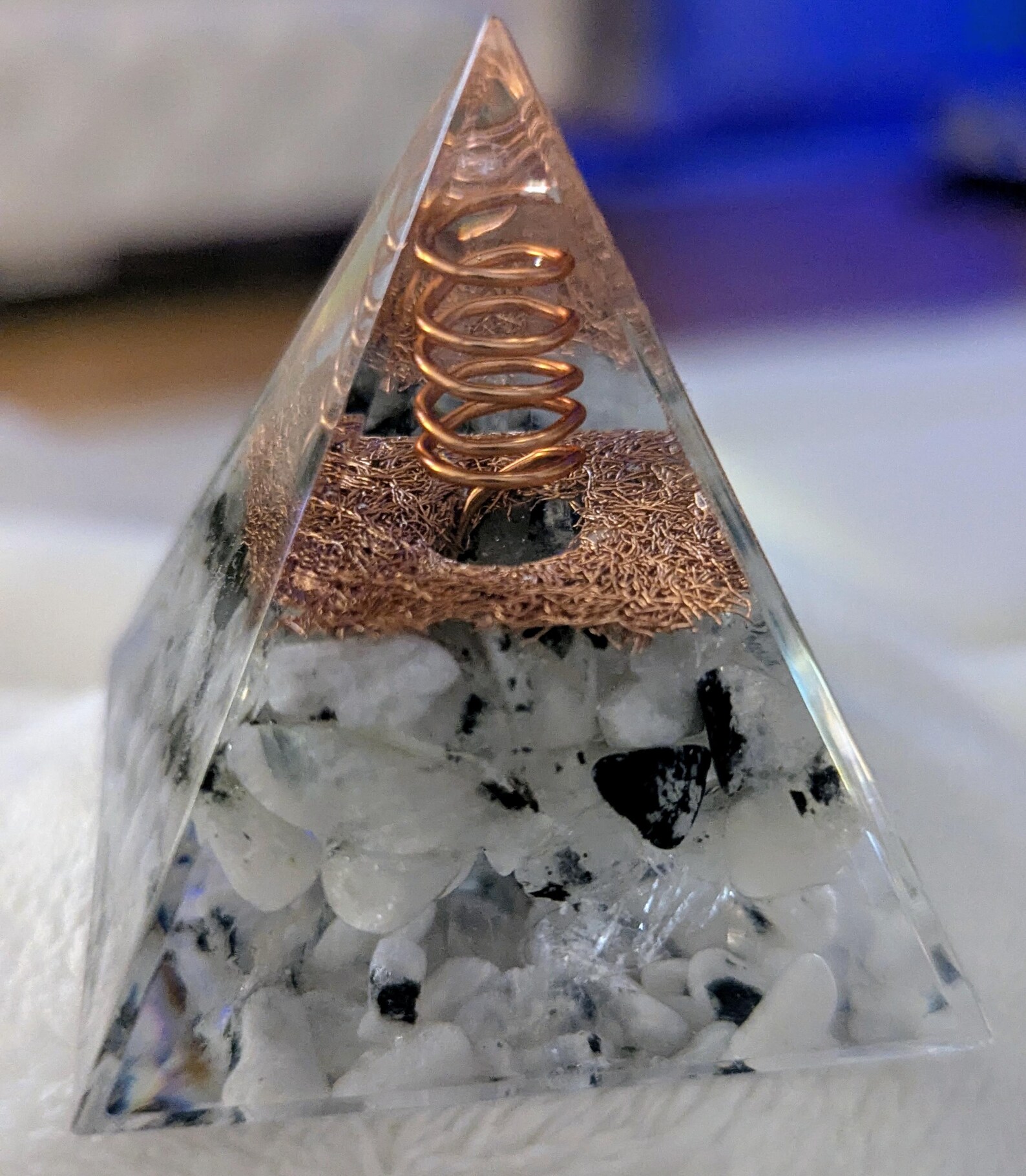 Orgone Pyramid for Positive Energy Success, Rainbow Moonstone Orgone ...