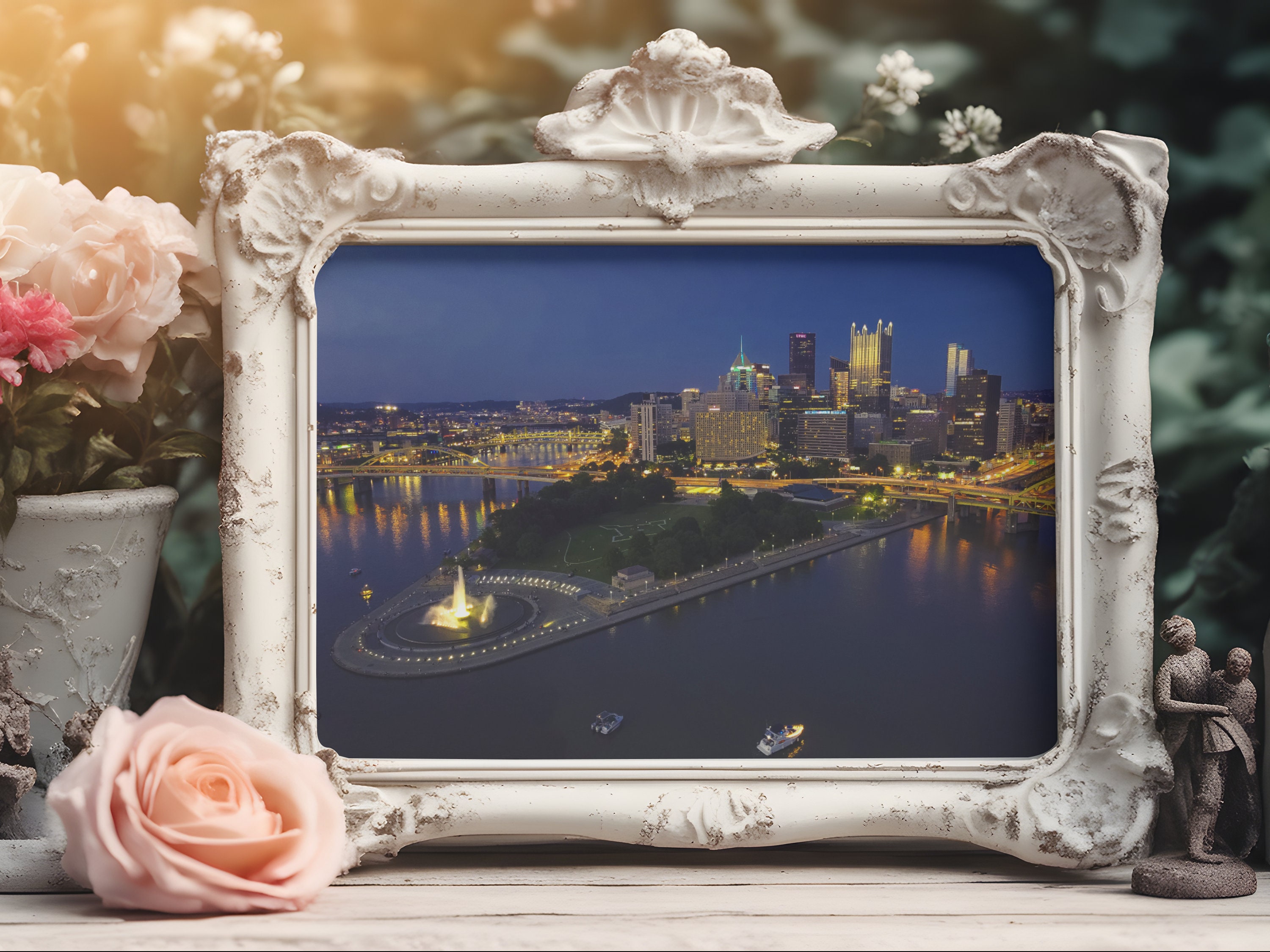 Stunning Aerial View of Pittsburgh at Sunset - High-resolution Wall Art ...