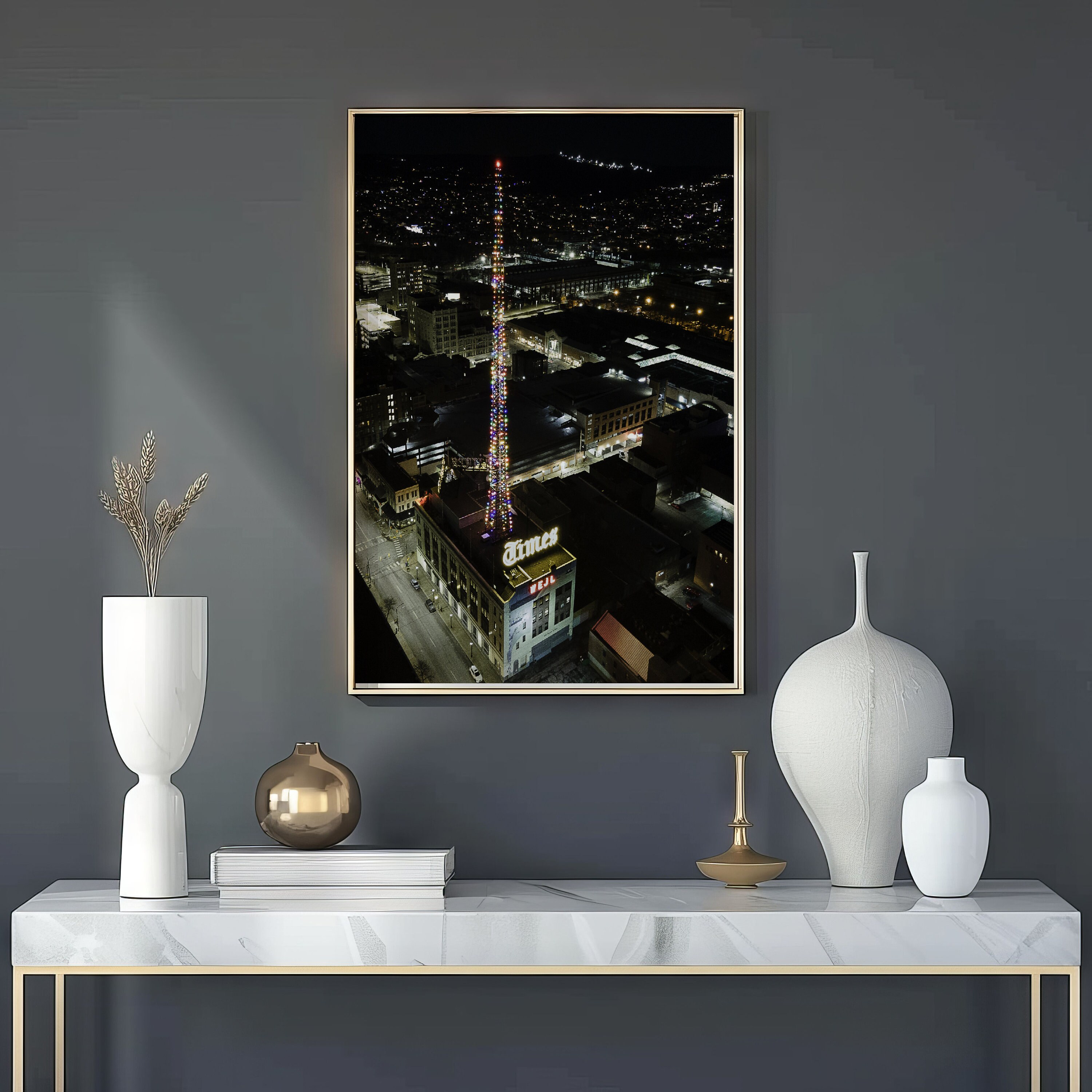Magical Times Tower Christmas Lights Photo, Scranton Skyline Night View ...