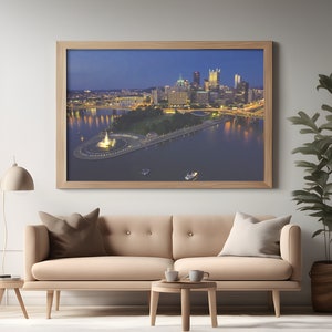 Stunning Aerial View of Pittsburgh at Sunset - High-resolution Wall Art ...