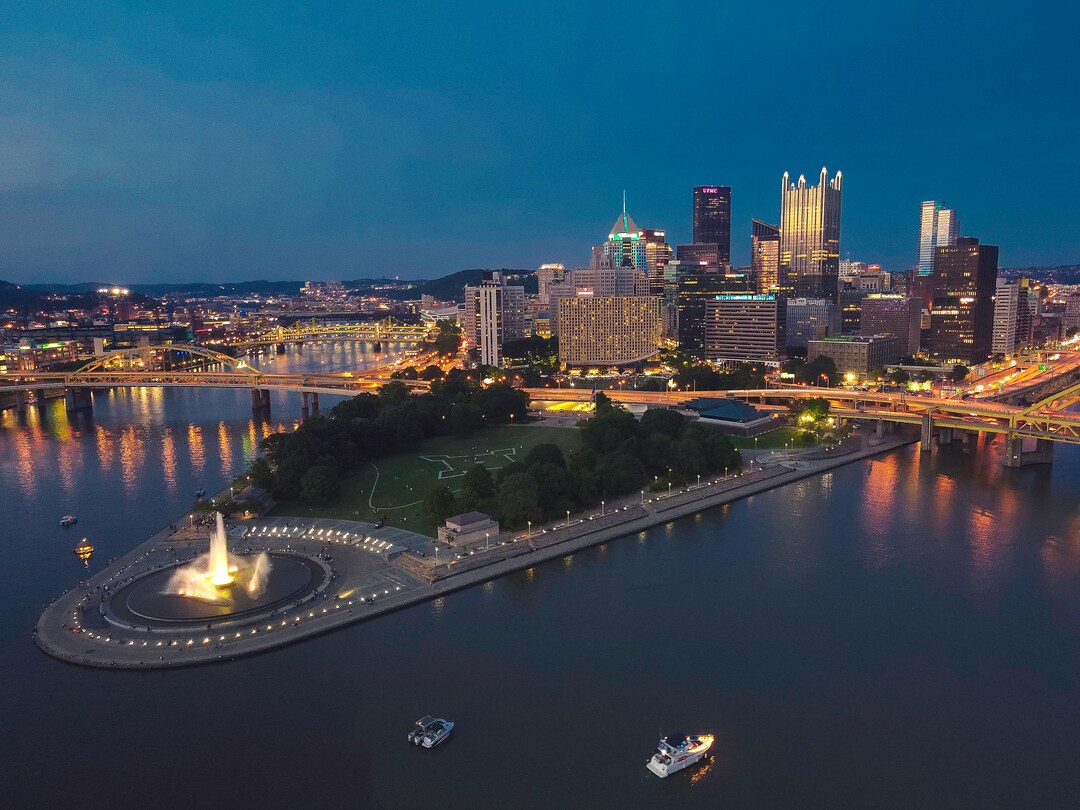 Stunning Aerial View of Pittsburgh at Sunset - High-resolution Wall Art ...