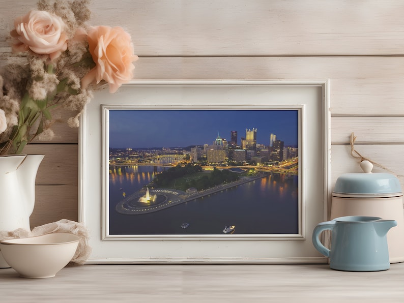 Stunning Aerial View of Pittsburgh at Sunset - High-resolution Wall Art ...