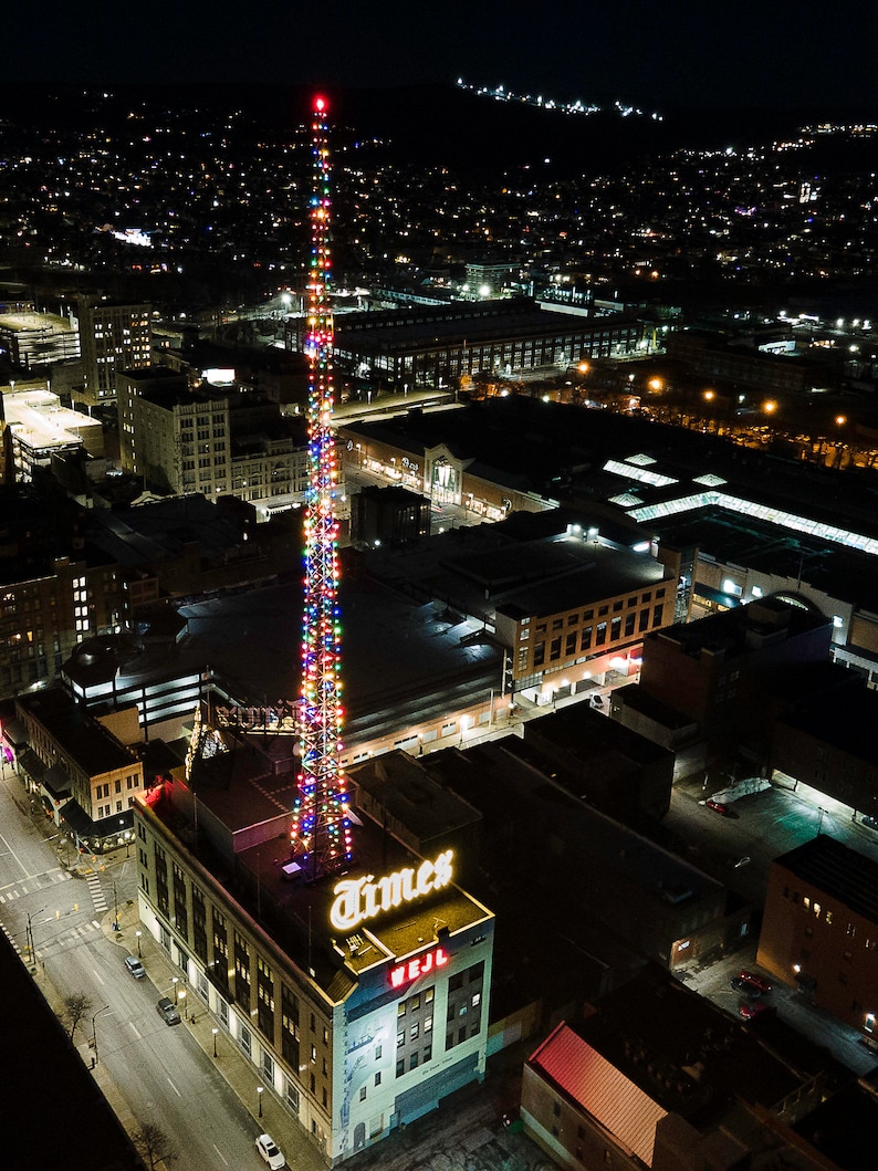Magical Times Tower Christmas Lights Photo, Scranton Skyline Night View ...