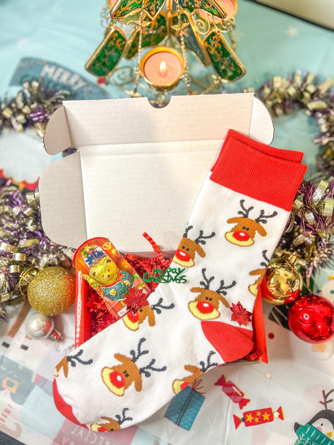 Christmas Secret Santa Gift Box Christmas Socks Gift Set Personalised ...