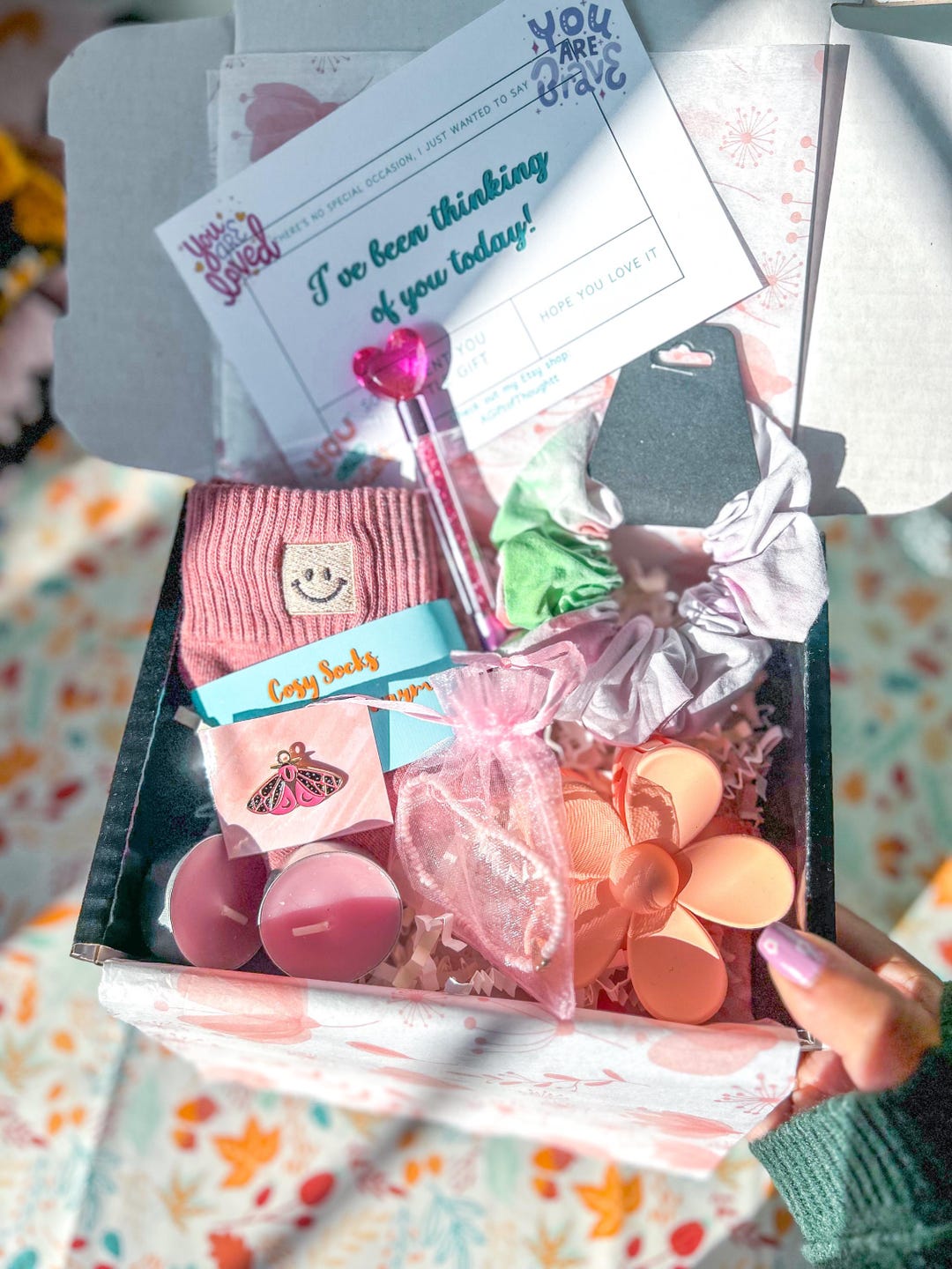 Cute Pink Gift Set for Her Mini Pink Gift Box Cosy Gift Box for Mum ...