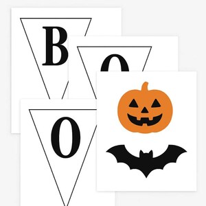 Halloween Garland “BOO” Banner | Pumpkin Bat Pennant Bunting | DIY ...