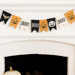 Halloween Garland “BOO” Banner | Pumpkin Bat Pennant Bunting | DIY ...