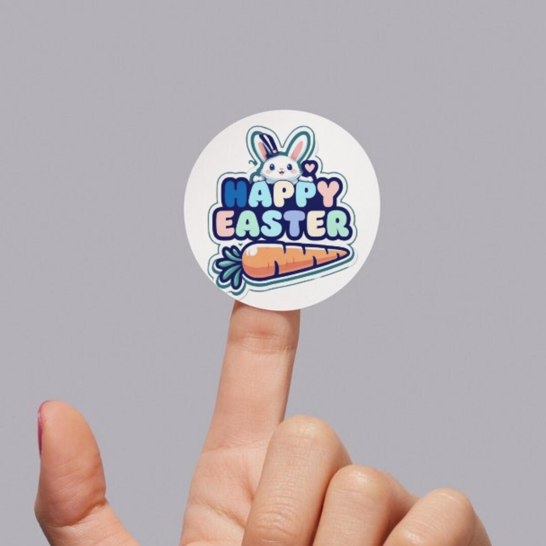 Happy Easter Bunny Sticker – Rabbit & Carrot Decal - Etsy