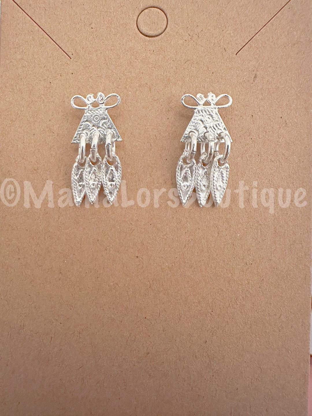 Handmade Hmong Silver Money2 Small Phiaj Stud With Dangles Earrings - Etsy