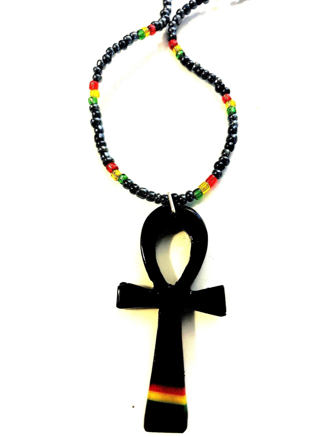 Handmade Necklace Ankh Hematite Rasta Jewelry Buy Black African Man ...