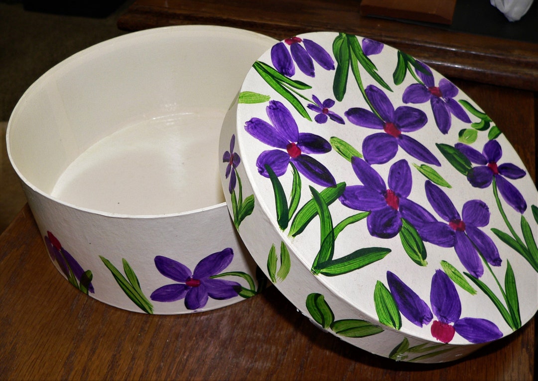 Hand-painted Memory/jewelry Box, Keepsakes/trinket Box, Vintage Craft ...