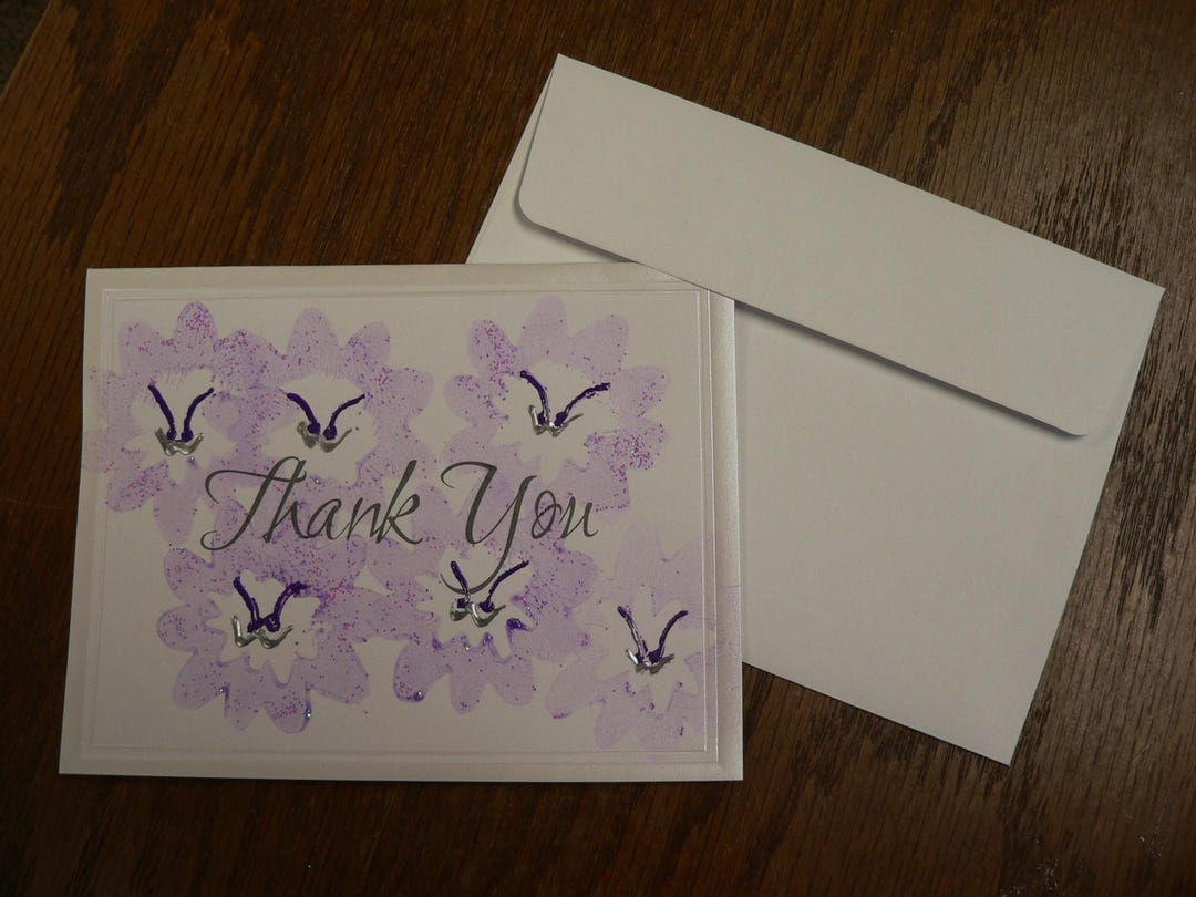 Set/4 Original Hand Painted Thank You Note Cards With Envelopes, Thank ...
