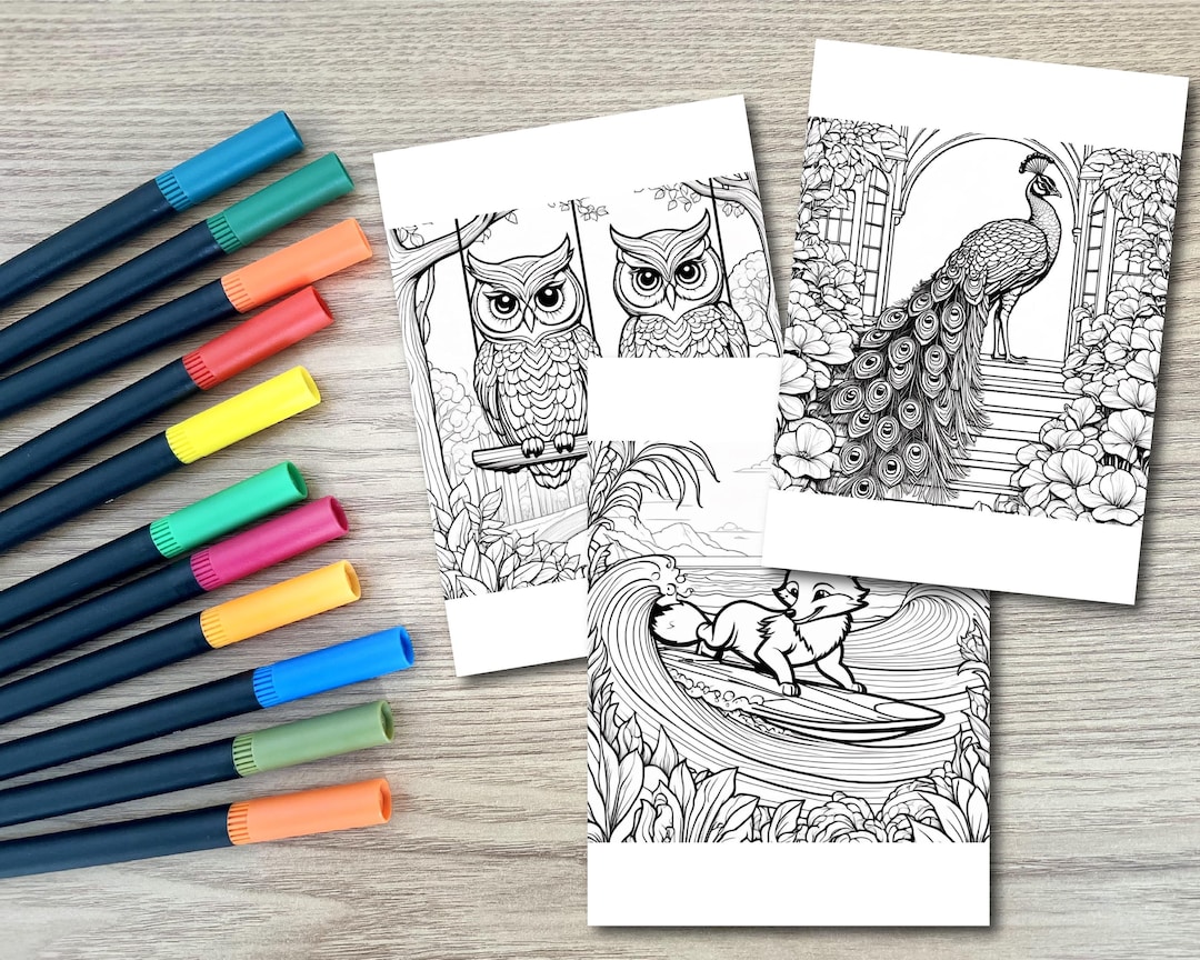Funny Animals Colouring Pages, Playful Animal Illustrations, Printable ...