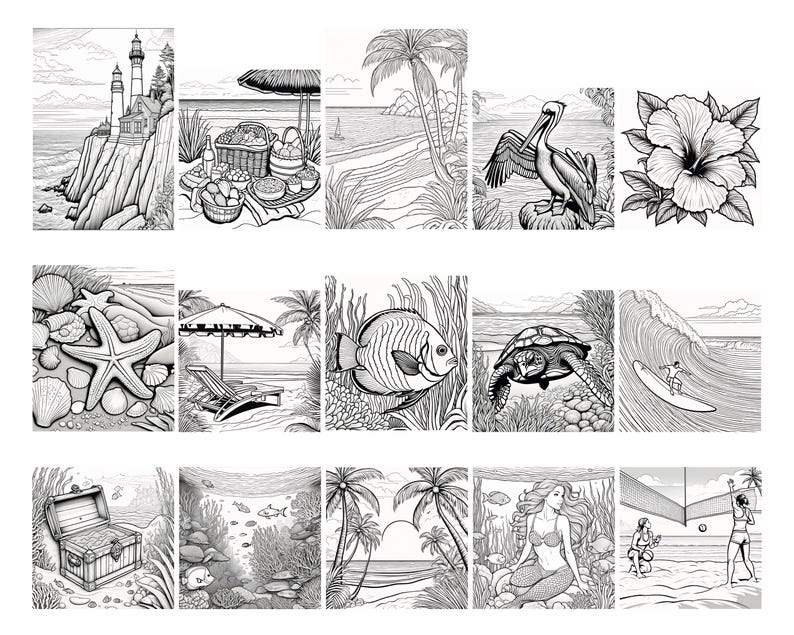 Printable Sea Life & Beach-themed Colouring Pages, Ocean Animals ...