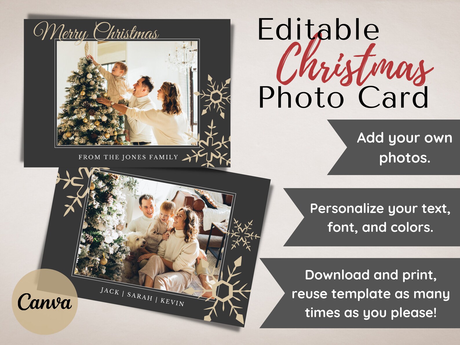 Printable Christmas Photo Template Digital Christmas Photo - Etsy