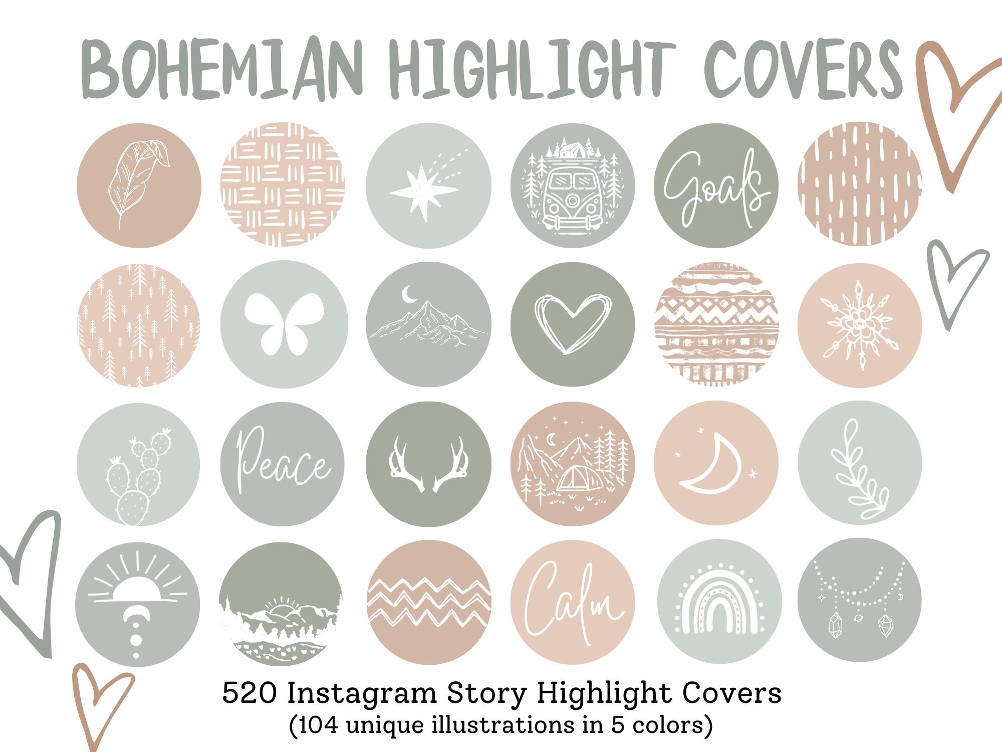 Neutral Boho Instagram Story Highlight Covers, Lifestyle Highlight ...
