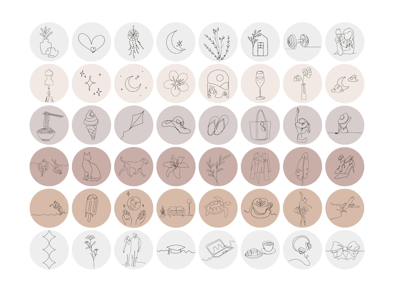 Minimal Line Art Instagram Story Highlight Covers Minimalist - Etsy