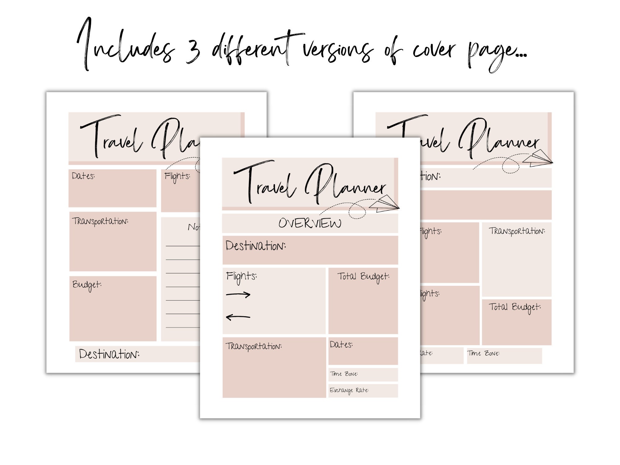 Printable PDF Travel Planner, Travel Itinerary, Travel Organizer ...