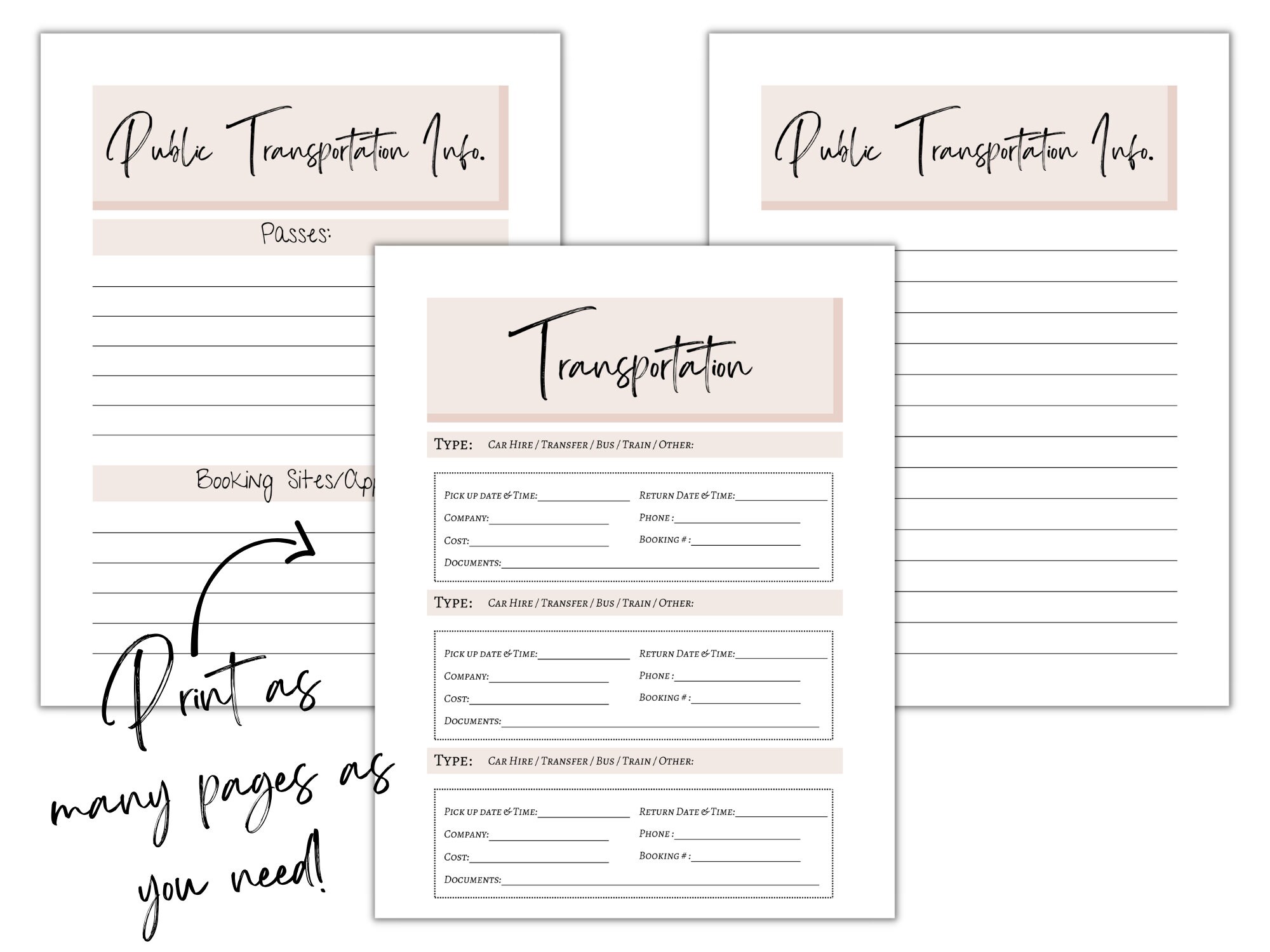 Printable PDF Travel Planner, Travel Itinerary, Travel Organizer ...